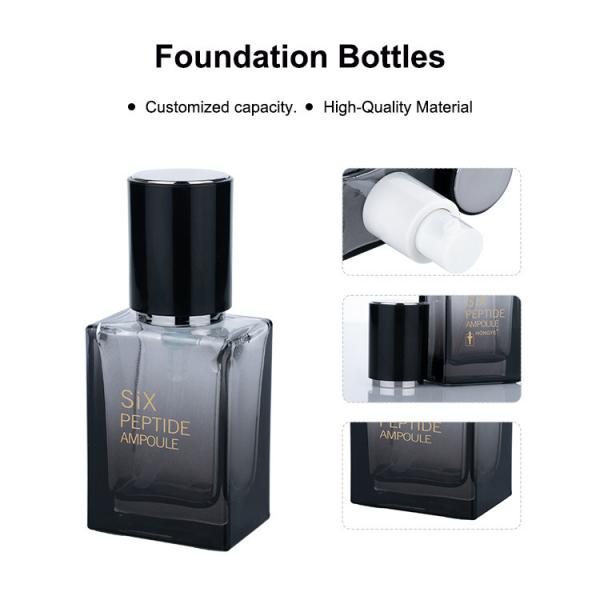 Quality Elegant 30ml Empty Foundation Bottle Black Gradient Semi Transparent for sale