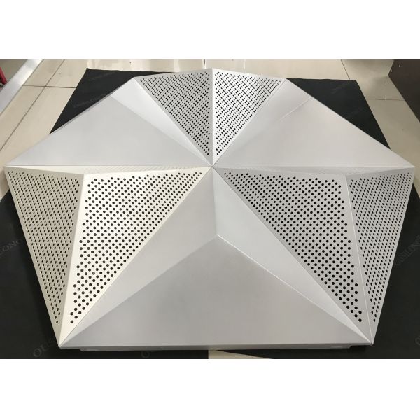Quality Powder Coat Pearl White Commercial Ceiling Tiles , 3D Triangle Clip Floating for sale