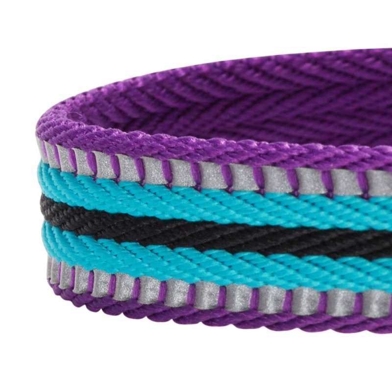 Quality 3M Reflective Soft Nylon Dog Collar Multi Colored Stripe Customized Size for sale