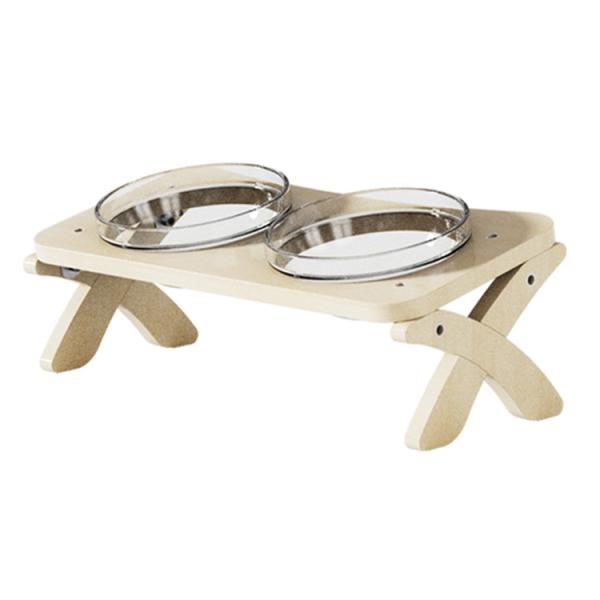 Quality Raised Cat Dog Feeding Bowl with Stable Bamboo Wood Stand for sale