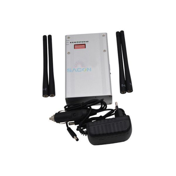 Quality Handheld Digital Cell Phone GPS Jammer with 6.5w Output Power and 4 Antennas for 300-3000 Square Meters Jamming Range for sale