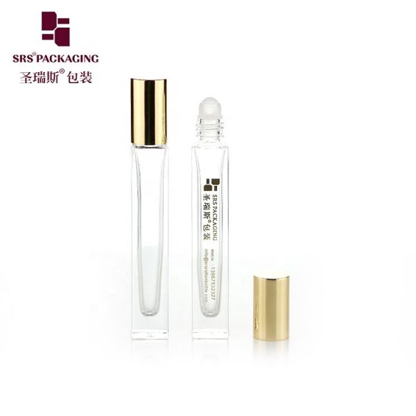 Quality 10ml Square Shape Thick Wall Glass Roll On Bottle with Roller Ball Applicator for sale