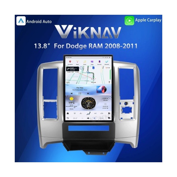 Quality VIKNAV 13.8 inch Car Radio For Dodge RAM 2008-2011 Wireless Carplay for sale