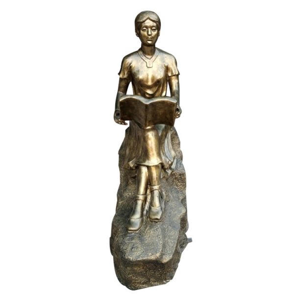 Quality Bronze Statue Reading Book Decorative Metal Sculpture Reading Garden Statues for sale