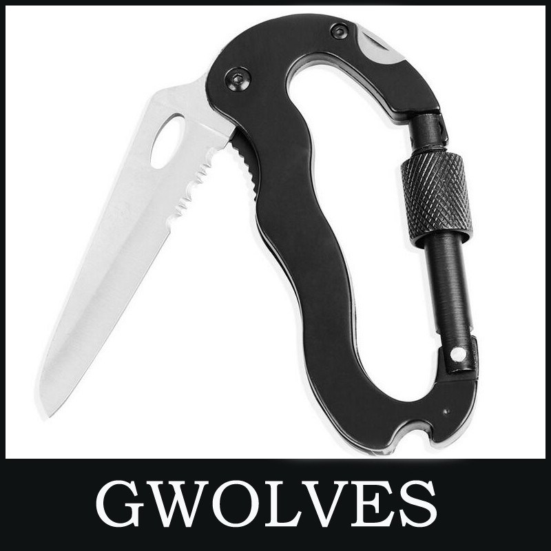 Outdoor Multifunction Folding Carabiner Knife Cutting Tool