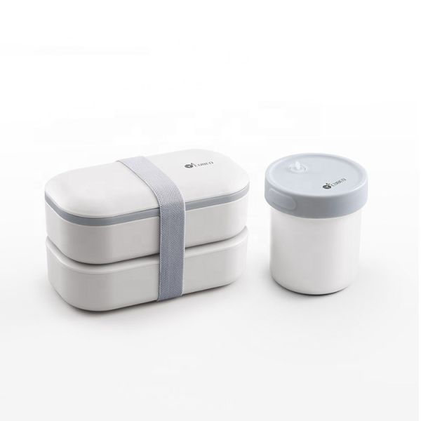 Quality 378g Stackable 2 Tier Custom BPA Free Leakproof Kids Bento Lunch Box Set with for sale