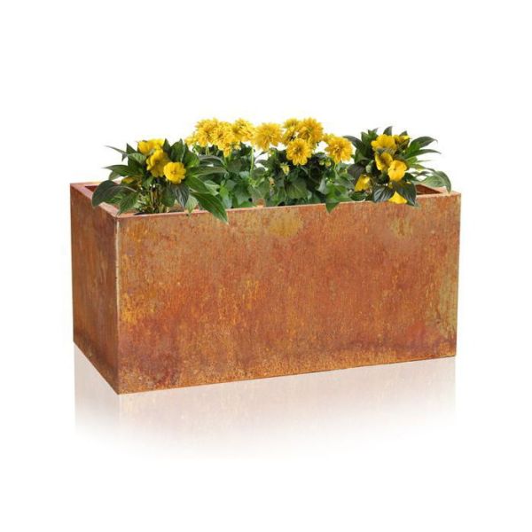 Outdoor Long Metal Rectangle Planter Box Corten Steel Rectangle Trough ...