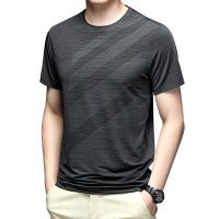 Quality Summer Thin Casual Breathable Sports Loose Ice Silk Short Sleeve T Shirt Men for sale
