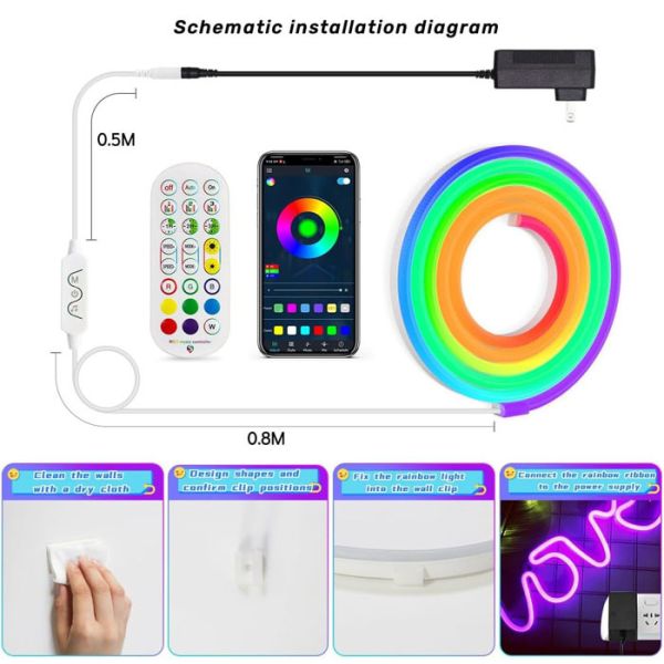 Quality Flexible 360 ° Colorful Led Neon Strip Soft 12v Low Voltage Waterproof for sale