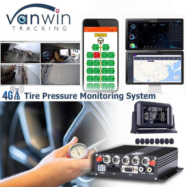 Quality 4CH 4G Wireless Real Time Truck MDVR With 6-24 Wheels Digital Tire Pressure Monitor System for sale