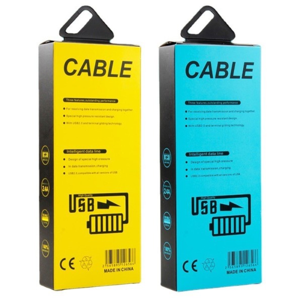 Quality CMYK Custom Art Coated Paper USB Cable Data Cable Packaging Box with Hanger Hole for sale