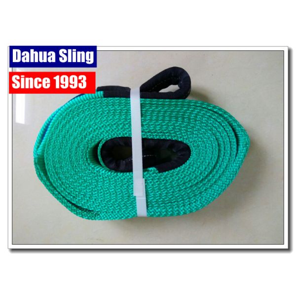 Quality 10000kg Flat Web Polyester Lifting Slings  Belt With Reinforced Eyes for sale