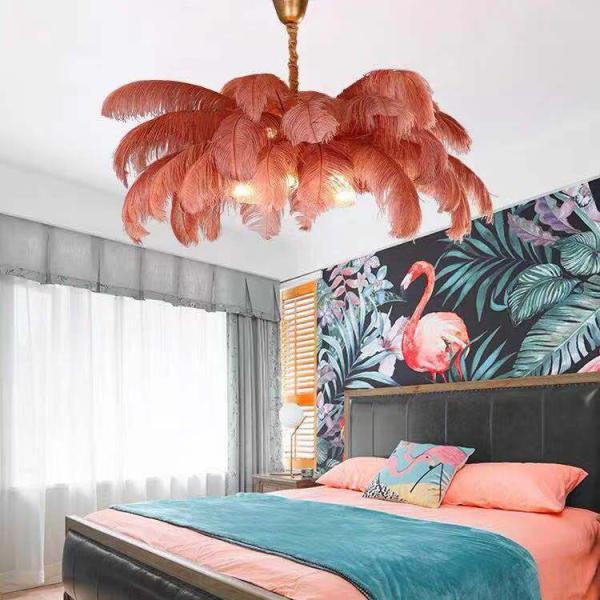 Quality Home Hotel 100cm X 100cm Ostrich Feather Ceiling Light for sale