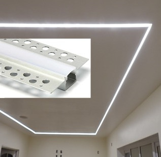 Quality LED Plasterboard Profile Aluminum Alloy 6063 T5 Extrusion Housing For Ceiling Lighting for sale