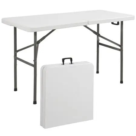 Quality 122*61*74CM White Plastic Folding Table With Adjustable Height For Outdoor for sale