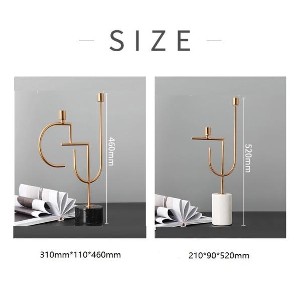 Quality Classic Marble Base 520mm 460mm Gold Metal Candle Holder for sale