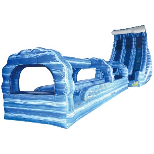 Quality Customized Inflatable Water Slide with Pool Blue Crush 2 Lane Run N Splash Combo 1000ft for sale