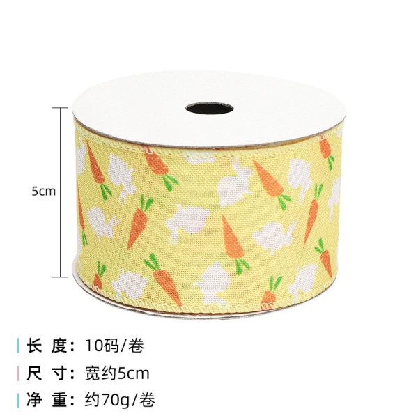 Quality Egg And Rabbit Easter Wired Ribbon 50mm 5cm Easter Bunny Ribbon for sale