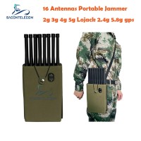 Quality 16 Antennas 16W 4G LTE 5G Lojack Portable Signal Jammer with 30m Range and for sale