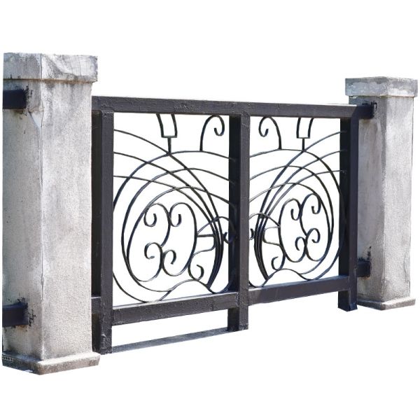 Quality Fluorocarbon Coating Forged Black Wrought Iron Guardrail Fence Balcony Railing for sale