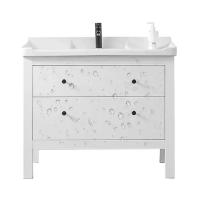 China Modern Solid Wood Bathroom Cabinet Vanity Furniture Single Sink Unit factory