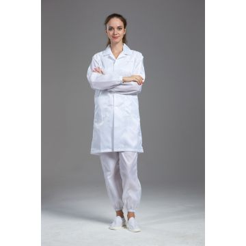 Quality Cleanroom smock and gown anti static ESD polyster and conductive fiber white for sale