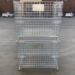 Quality Foldable Steel Wire Mesh Storage Cage Space Saving Industrial Container for sale