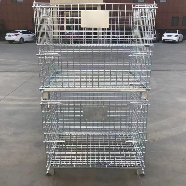 Quality Foldable Steel Wire Mesh Storage Cage Space Saving Industrial Container for sale