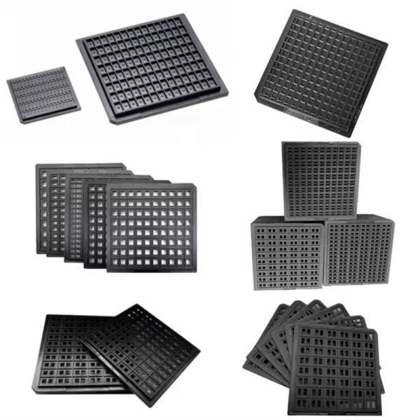 Quality ROHS Black Stable Flatness PC 2-inch and 4-inch Waffle Pack Chip Trays For for sale