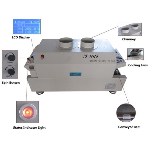 Quality T961 Desktop Reflow Oven with conveyor 730*230mm 6 temp Zones 3.5KW Soldering for sale