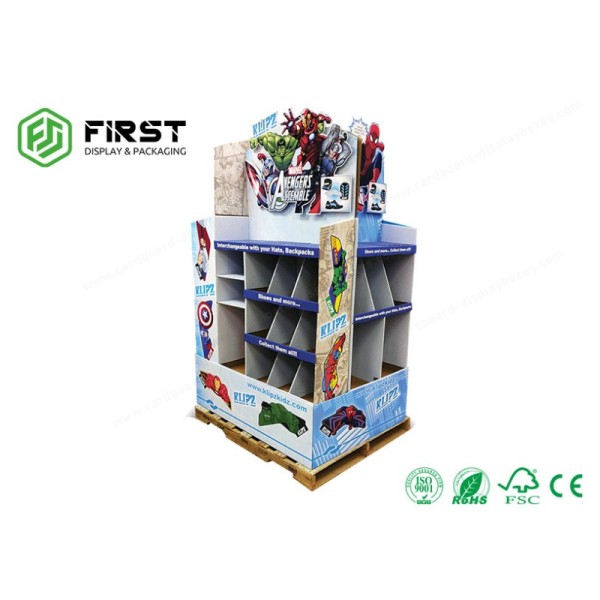 Quality OEM / ODM Printing POP Promotional Corrugated Folding Cardboard Paper Display Rack for sale