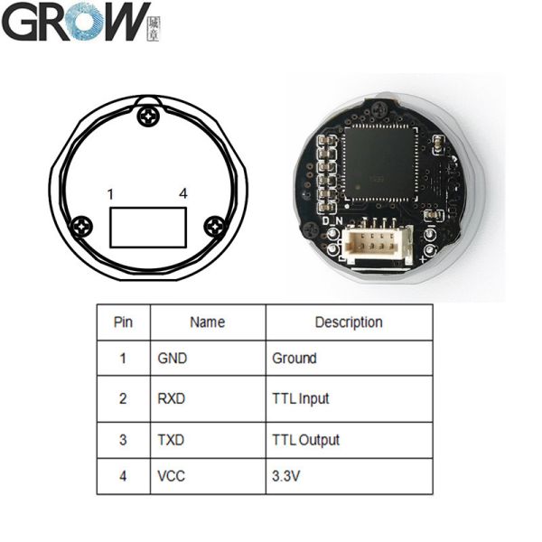 Quality GROW GM60-S Ring Indicator Light Can Controlled Small Round UART Interface 1D/2D for sale