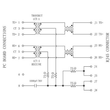 Quality High Performance 180 Degree Top Entry RJ45 Jack With Transformer Cat 5 for sale