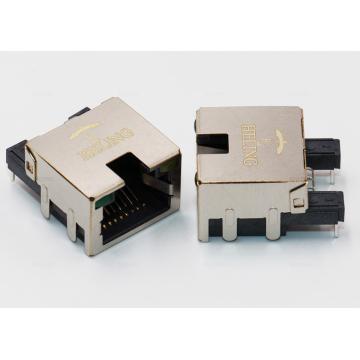 Through Hole Customized Low Profile RJ45 , Tab Up Female Lan Connector