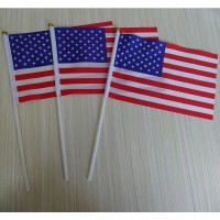Quality Personalised Hand Waver Flags Knitted Polyester With White Pole for sale