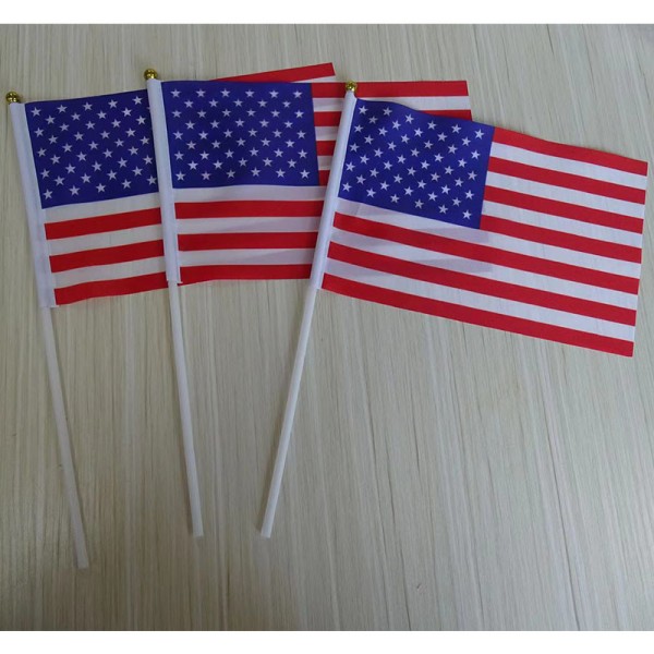 Quality Personalised Hand Waver Flags Knitted Polyester With White Pole for sale