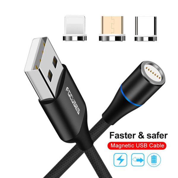 Quality Nylon Braided 3 In 1 Magnetic USB Charging Cable 3.0 A Micro Type C Cable for sale