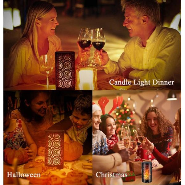 Quality Outdoor 2Pcs 72mm×H140mm Led Flickering Flame Lantern USB Rechargeable for sale