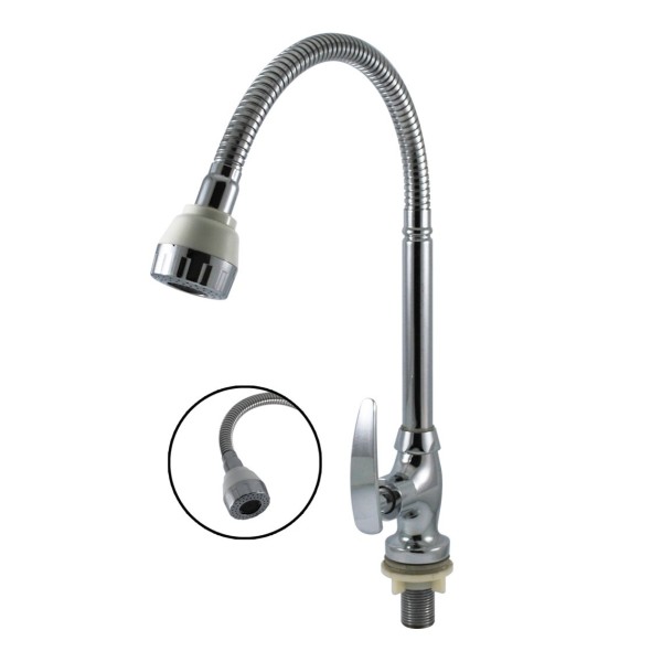 Quality Modern Brass Kitchen Faucet with Chrome Finishing and Single Handle Design for sale