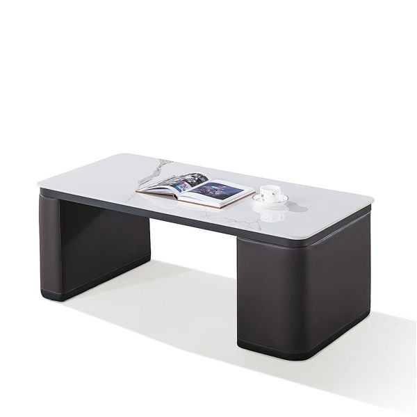 Quality Modern Rectangular Coffee Table Living Room White Rock Plate Tea Table Simple for sale
