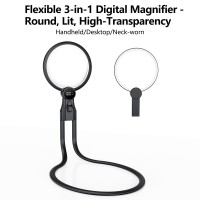 Quality Neck-hanging LED Magnifier with 3X+5X Magnification, 130mm HD PMMA Lens, and for sale