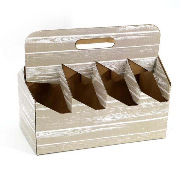 Quality Portable Corrugated Packaging 6 Bottle Beer Display Box With Handle Custom Size for sale