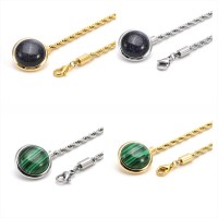 Quality Wedding Men Suit Lapel Pin Brooches With Chain Blue Sandstone Malachite Inlay for sale
