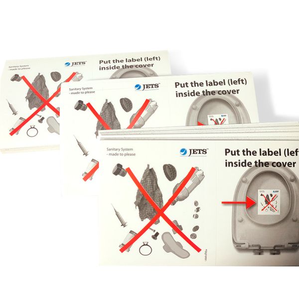Quality Fork Shape Warning Tip Rectangle White Sticker Coated For Toilet for sale