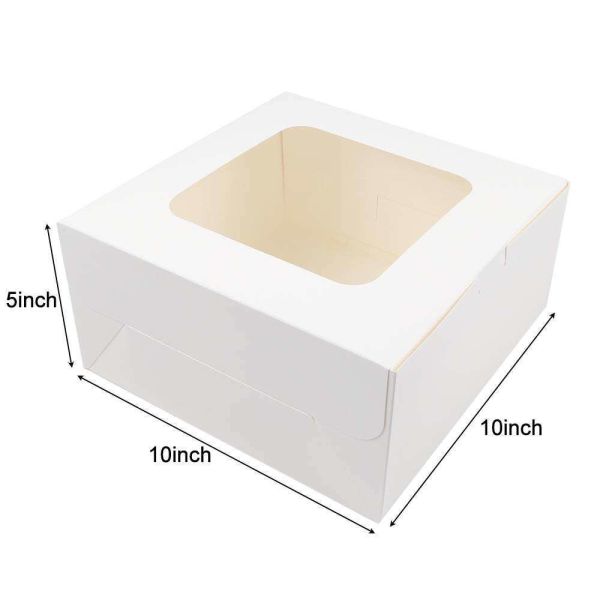 Quality White Paper Bakery Box with Window Square Cardboard Disposable Cake Box for sale