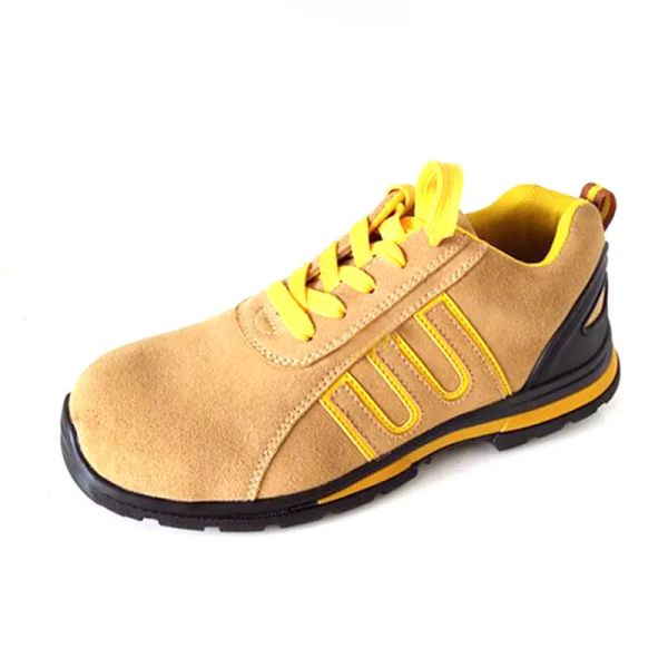 Quality Genuine leather Yellow Steel Toe Shoes Lightweight S3 Safety Boots for sale
