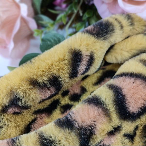 Quality Leopard Printed Rabbit Fur Material 320gsm 150D 288F for sale
