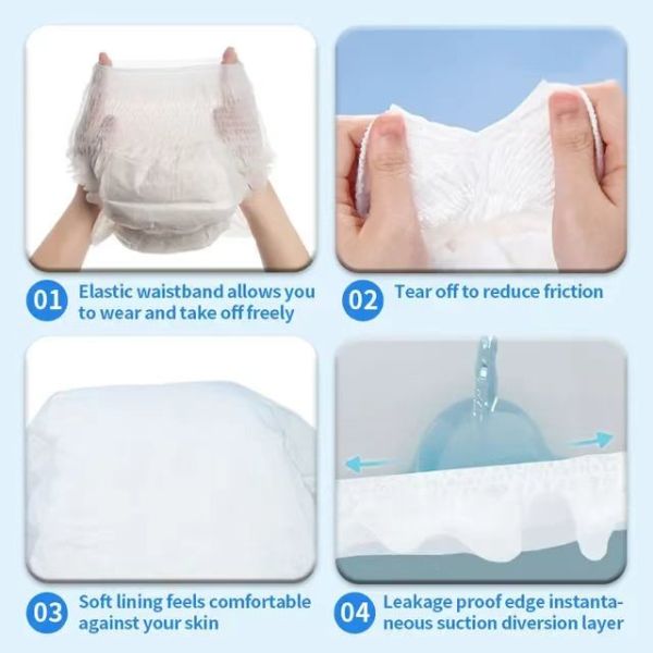Quality Breathable White Pull On Incontinence Pants with Elastic Waist for sale