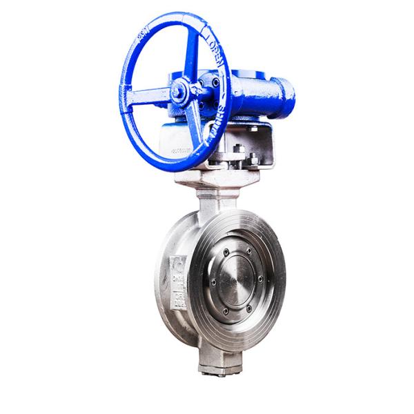 Quality Cast Steel Triple Eccentric Manual Worm Gear Wafer Butterfly Valve D373H-16C in Blue for sale