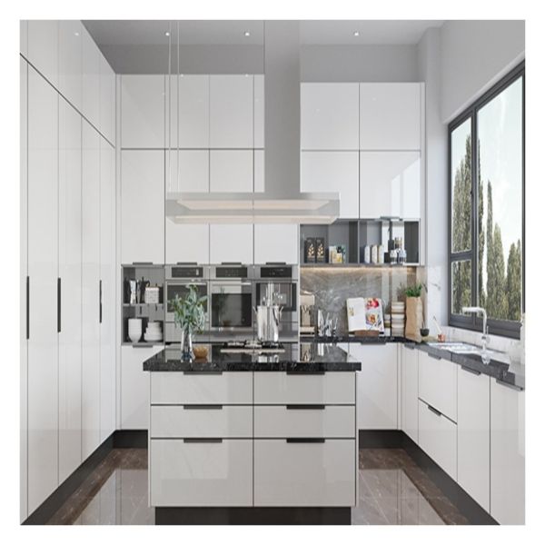 Quality Custom Modular Kitchen Cabinets with Glossy Paint-Free Design and Shaker Door for sale